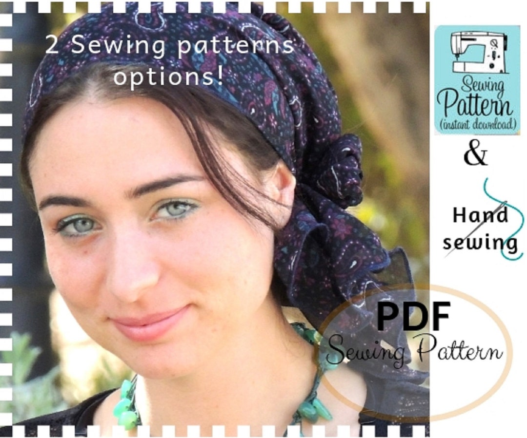 Two Sewing Patterns Pocketscarf Tichel, Hair Snood Head Covering ...