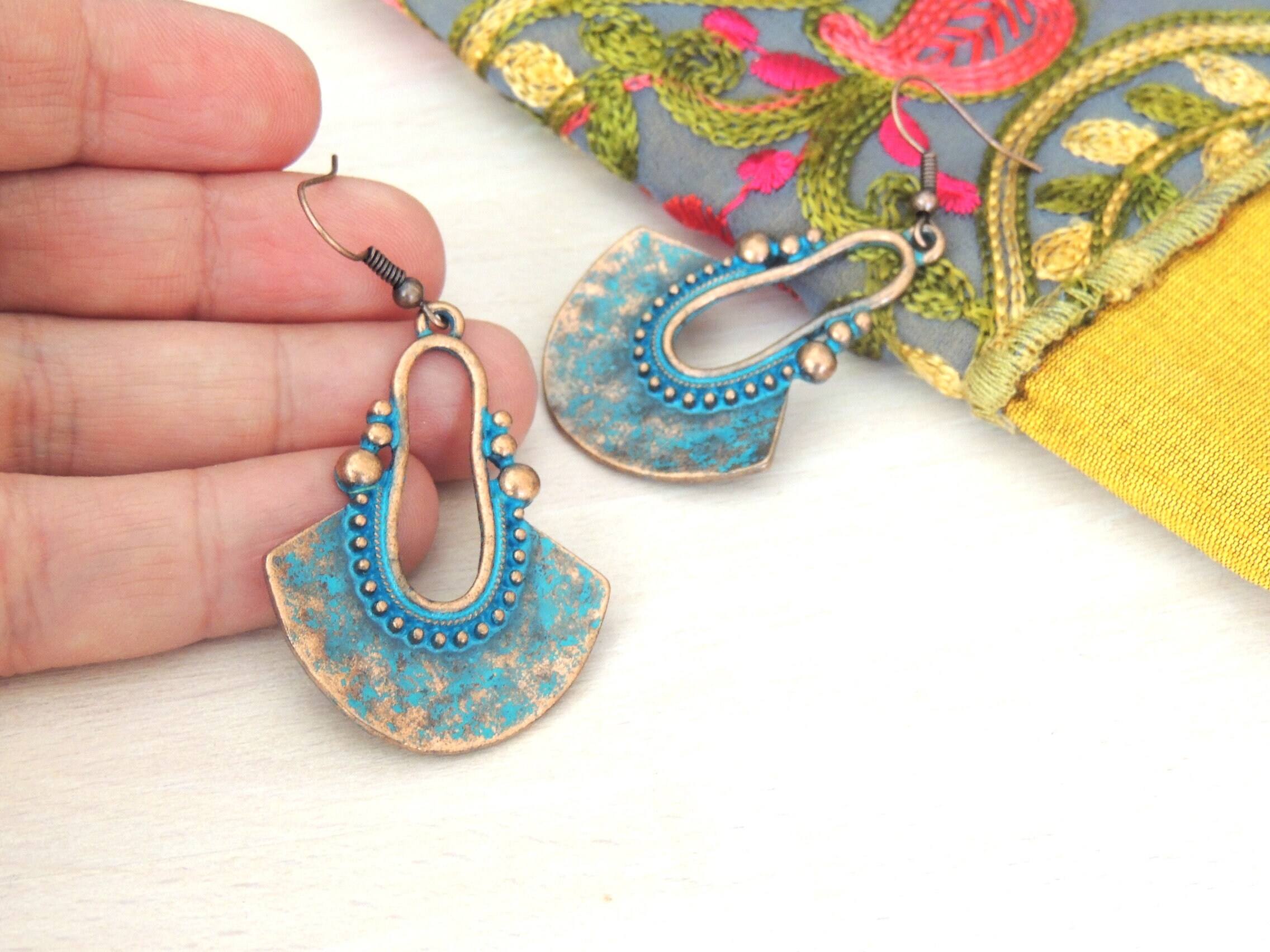 Stunning Design Dangle Earrings, Ethnic Hanging Earrings, Turqoise ...