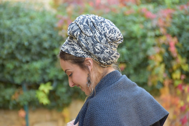 Ebony and Ivory Headscarf TICHEL Hair Snood Head Scarf Head - Etsy Israel