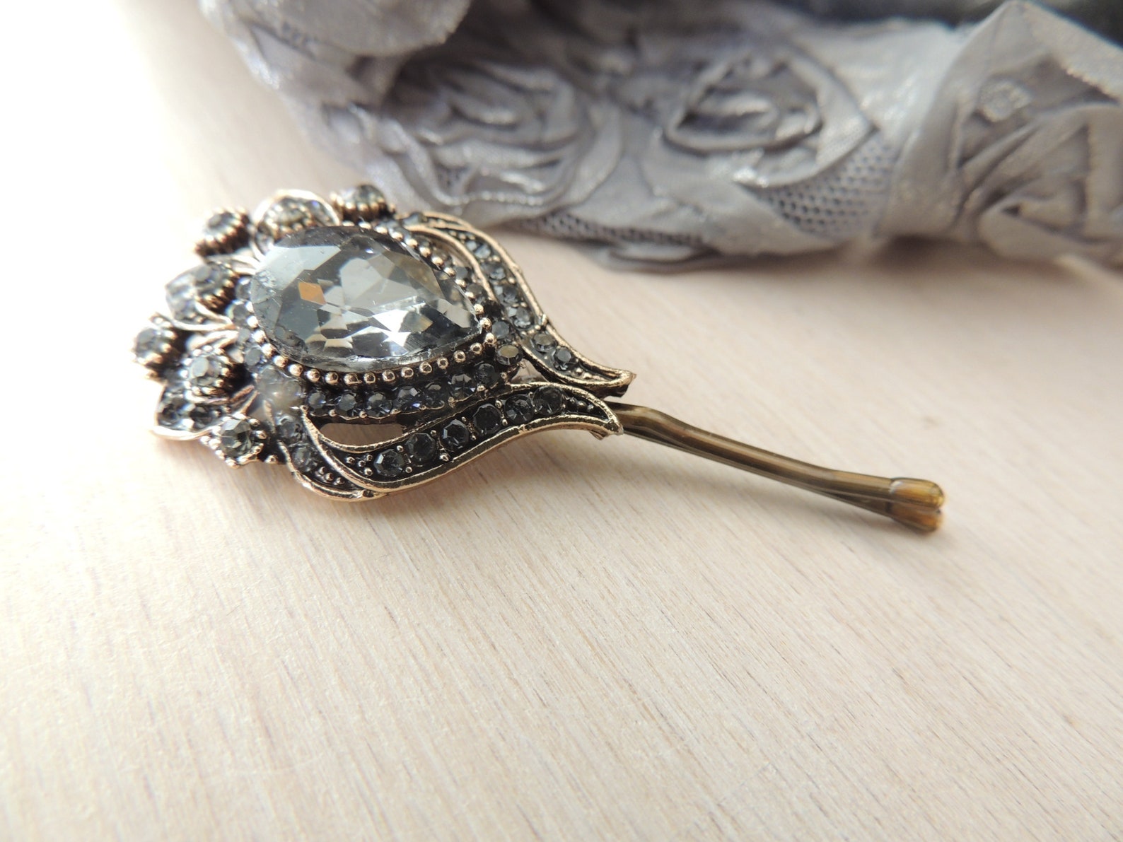 Imperial Sparkle Grey Handmade Hair Pin Antique Jewelry | Etsy