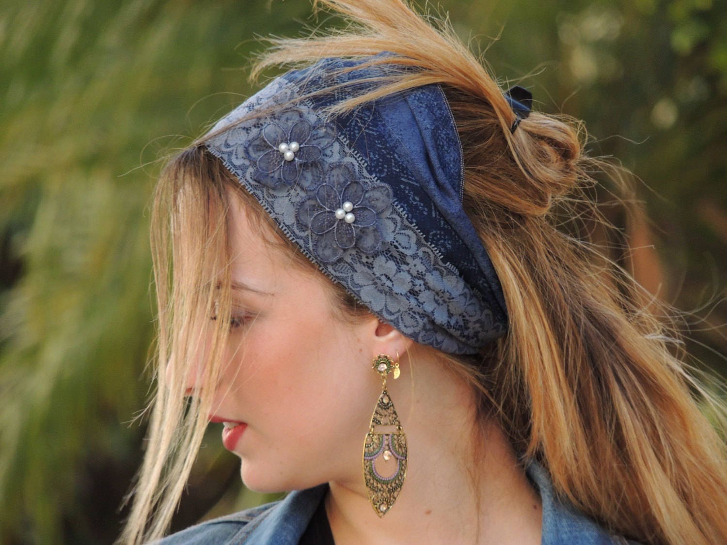 Denim Headband PATTERN How to Sew Your Ruffle Bandana Pattern | Etsy