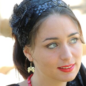 Classic Black Headband Tichel ,snood, Head Scarf, Head Covering, Jewish ...