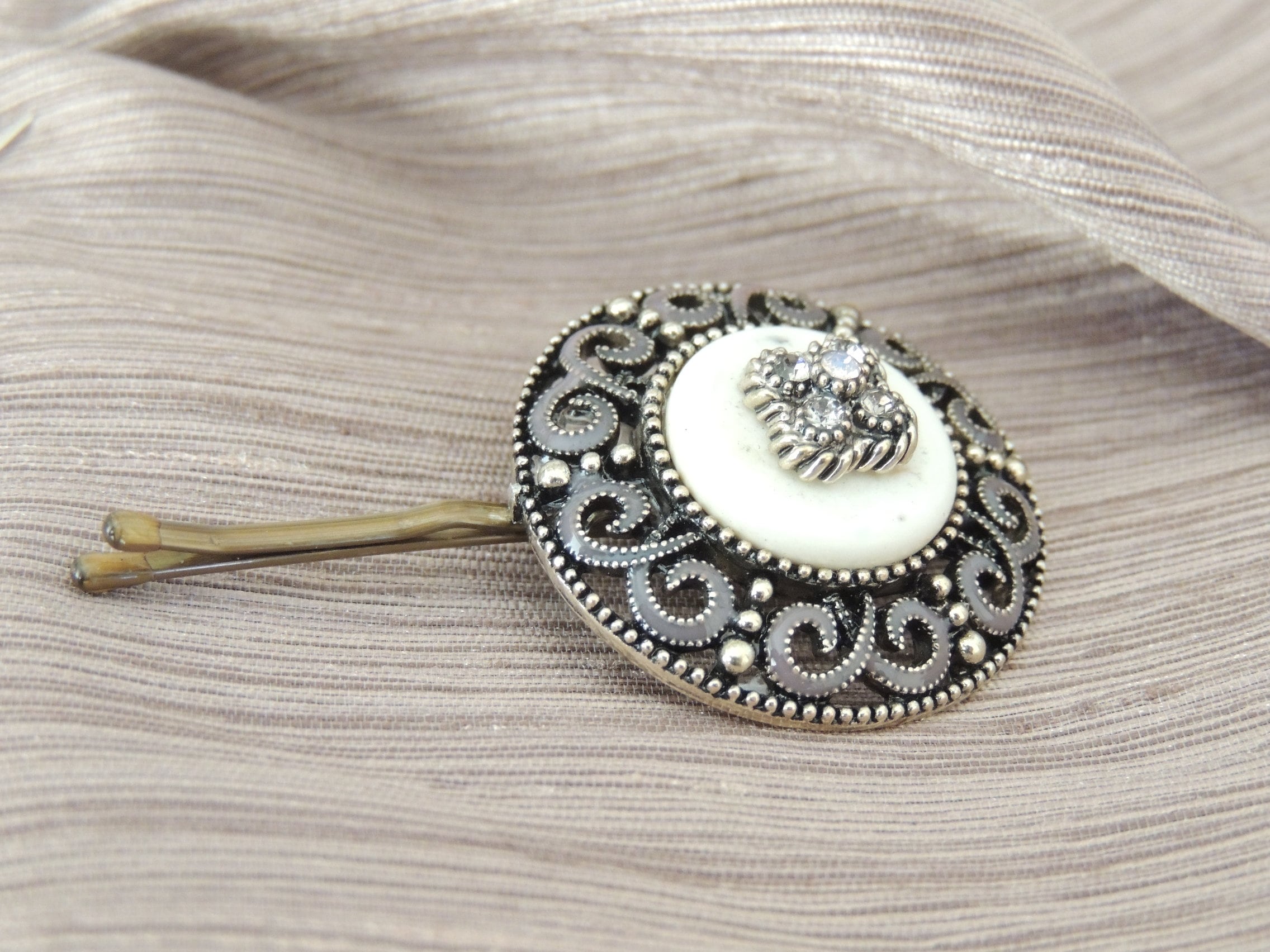 Stunning Vintage Hair Pin, Shiny Stones Hair Clip, Gold Hairpin ...