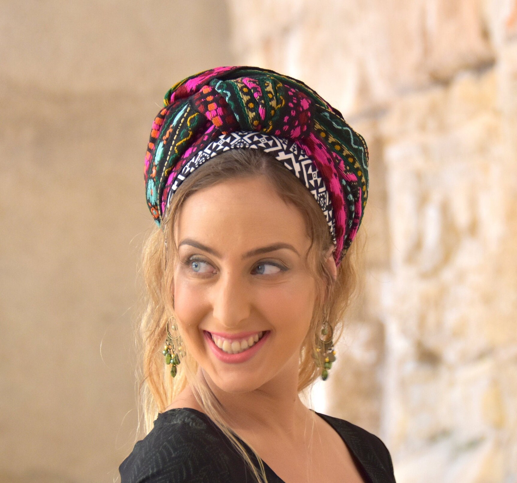 Floral Fiesta Wrap Headband TICHEL Hair Snood Chemo Snood - Etsy Israel