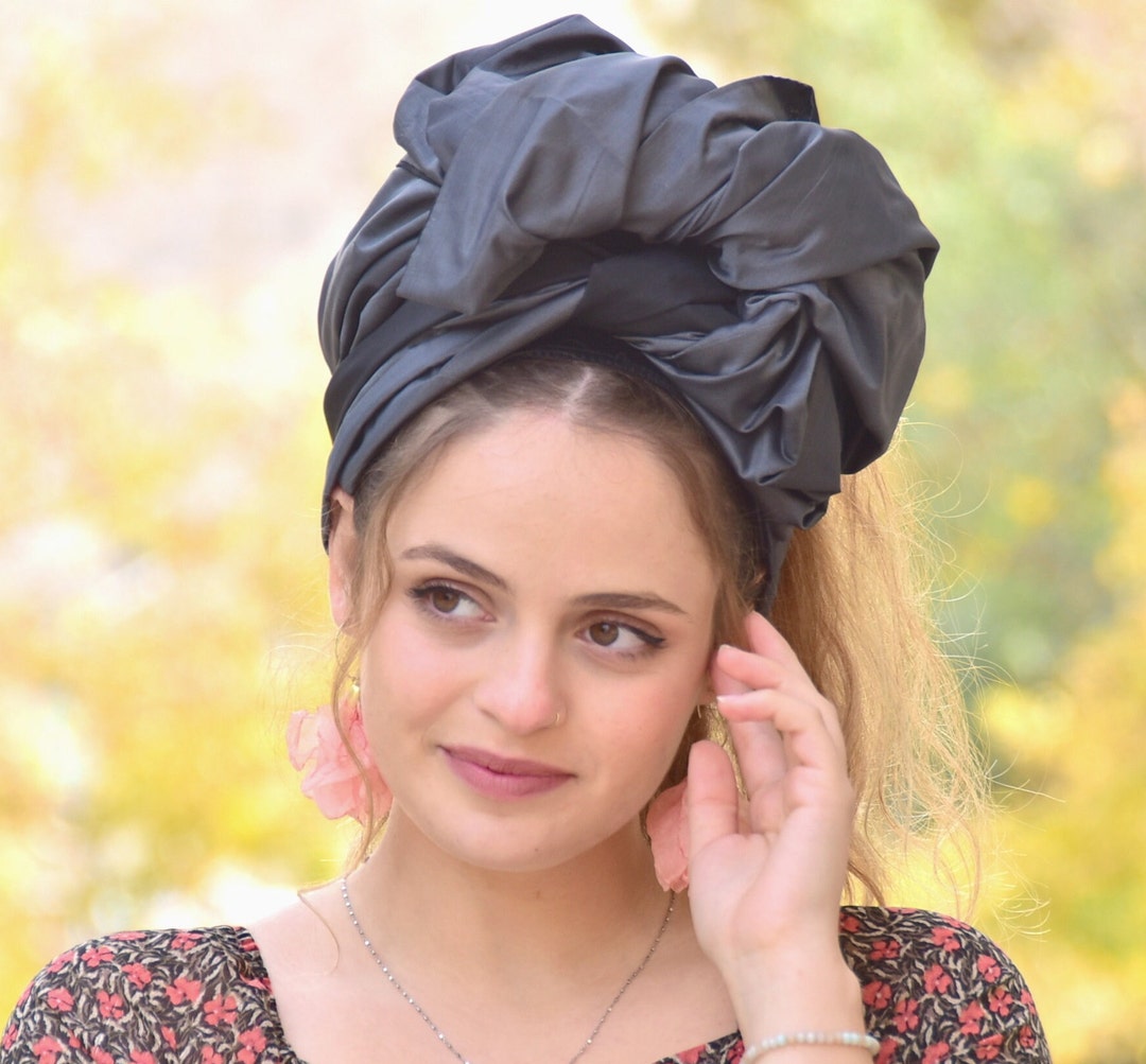 Liby Grey Black Reversible Tichel, Hair Snood, Head Scarf, Head ...