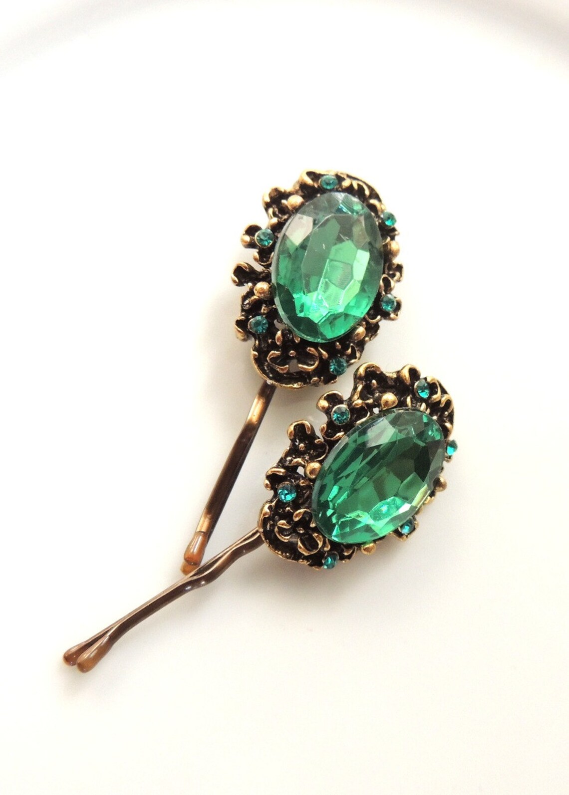 Vintage Green Antique Style Hair Clip, Bridal Hairpin, Jewelry, Bronze ...