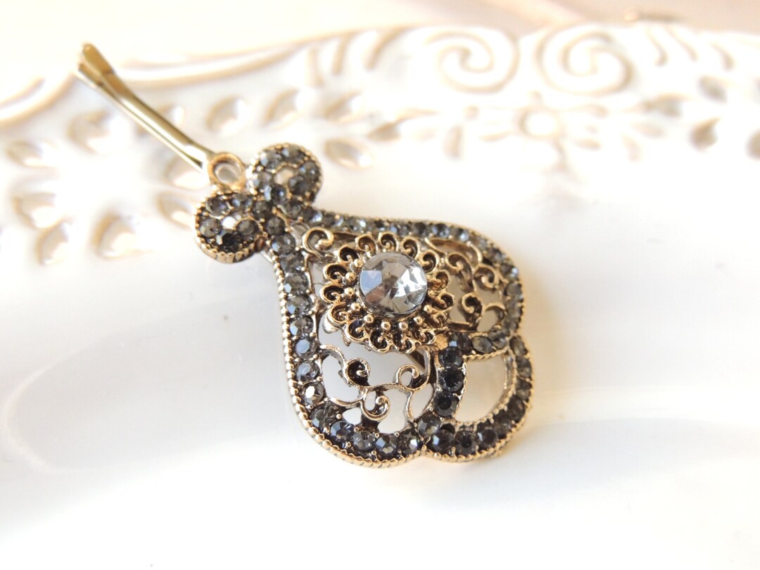 Victorian Hair Pin, Sparkle Grey Handmade Hair Pin, Antique Jewelry ...