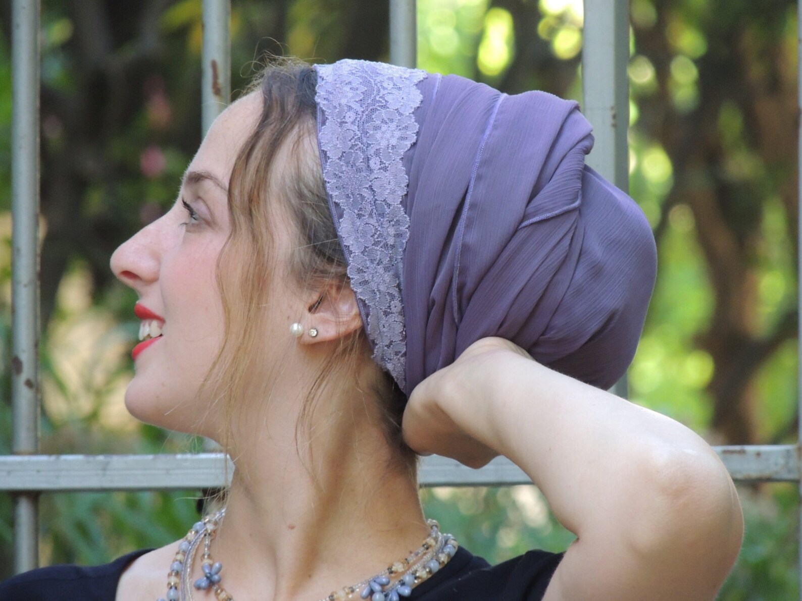 ATARA Purple SCARF tichelHair Snood Head ScarfHead | Etsy