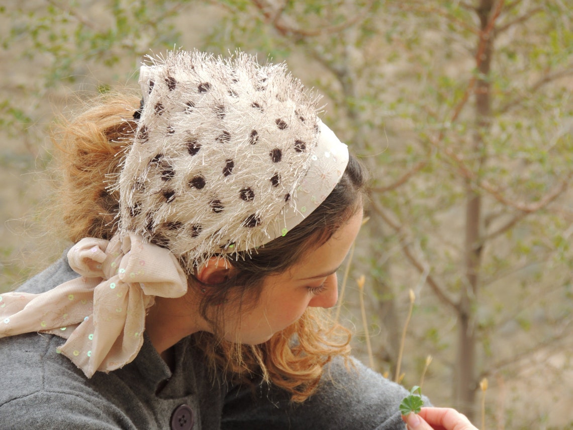 Lovely Dotted Winter Headband Tichel snood Head Scarfhead - Etsy Israel