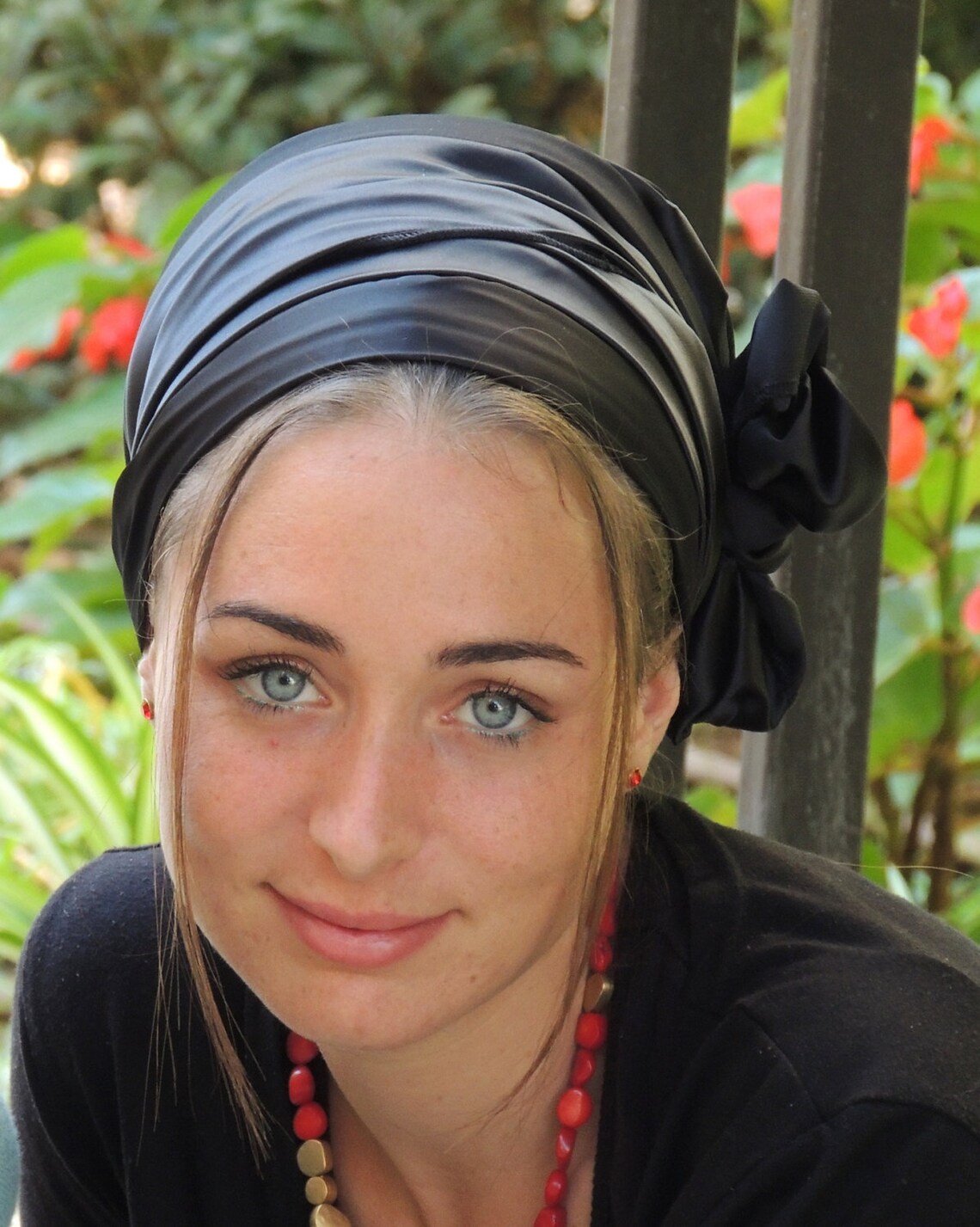 Black Stretched Satin Turban Sinartichel, Hair Snood, Head Scarf, Head ...