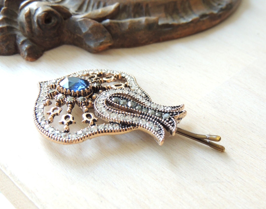 Royal Splendid Blue Hairpin, Bridal Hair Pin, Jewelry, Hair Clip, Hair ...