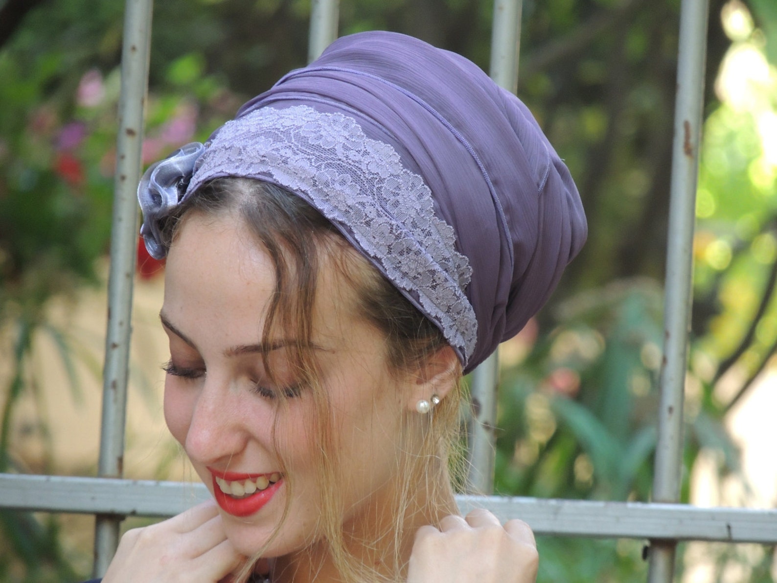 ATARA Purple SCARF tichelHair Snood Head ScarfHead | Etsy