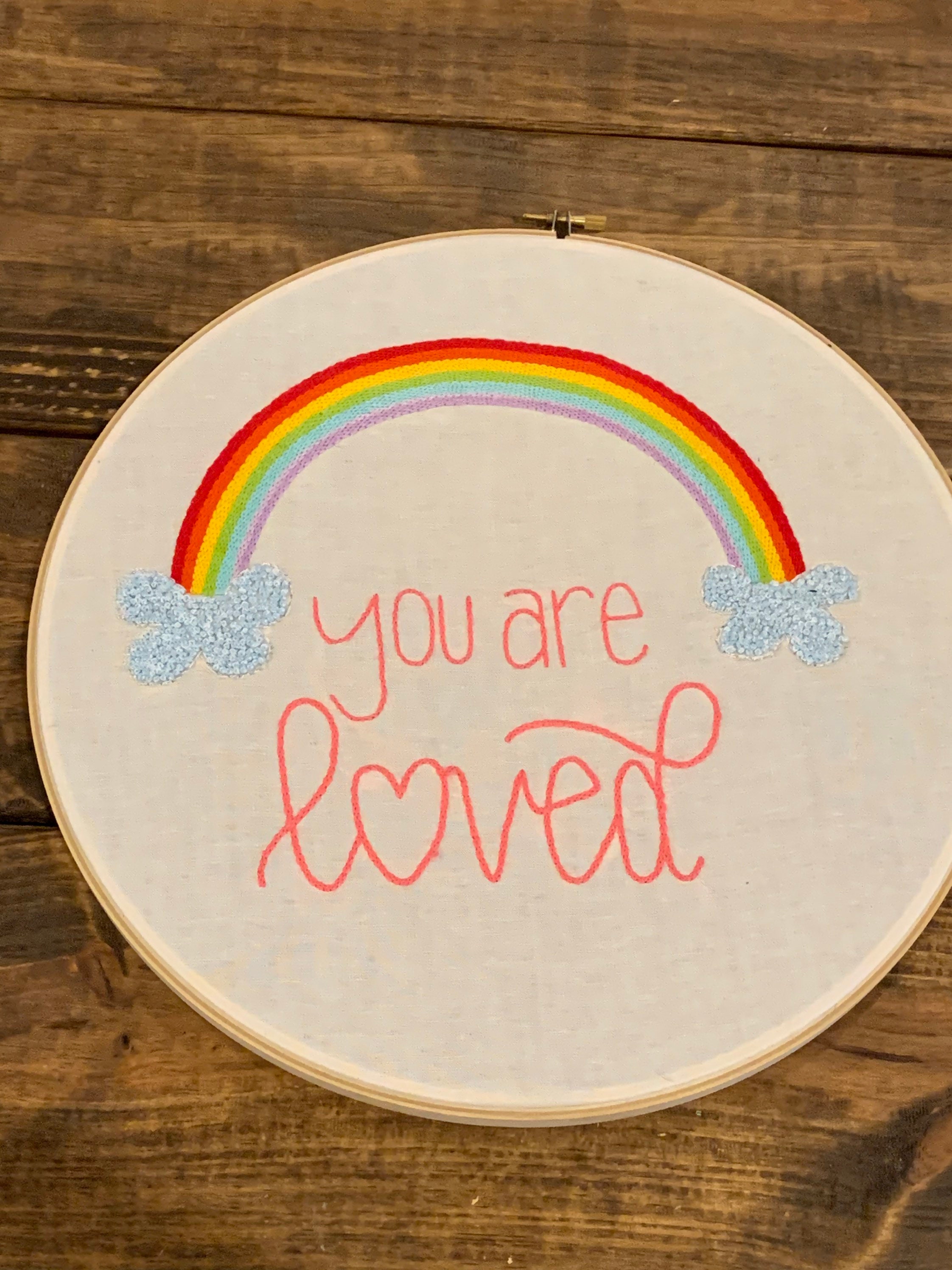 You Are Loved Rainbow // 12 Inch Embroidery Hoop // Custom - Etsy