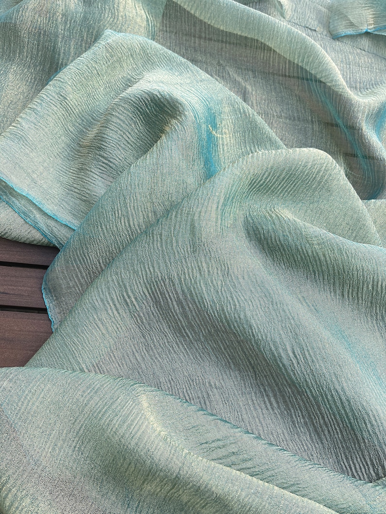 Exquisite Quality Silk Tissue Pleated / Crushed TURQUOISE/ - Etsy