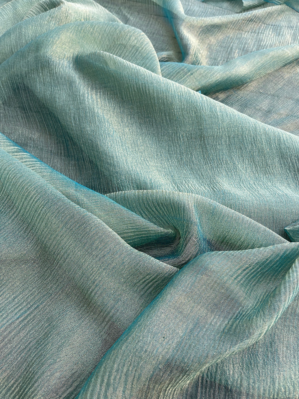 Exquisite Quality Silk Tissue Pleated / Crushed TURQUOISE/ - Etsy