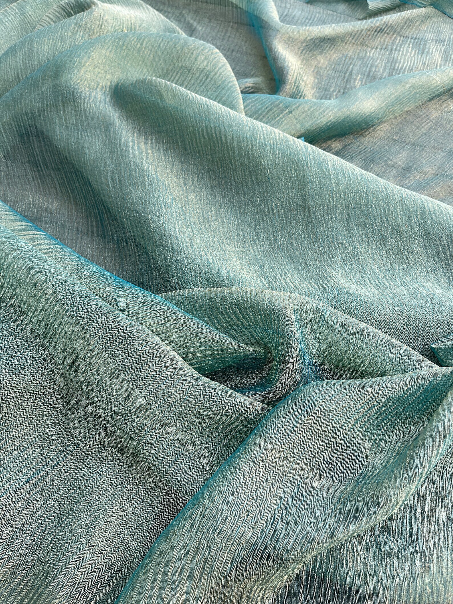 Exquisite Quality Silk Tissue Pleated / Crushed TURQUOISE/ - Etsy