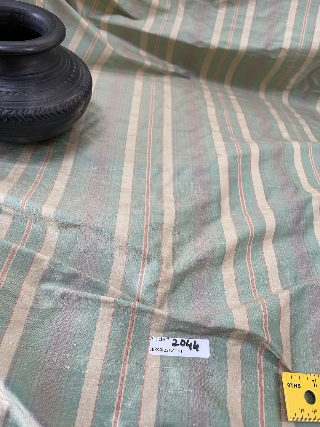 Rayas Dupion de seda de calidad de diseño, 44-45 de ancho, cortadas a ...