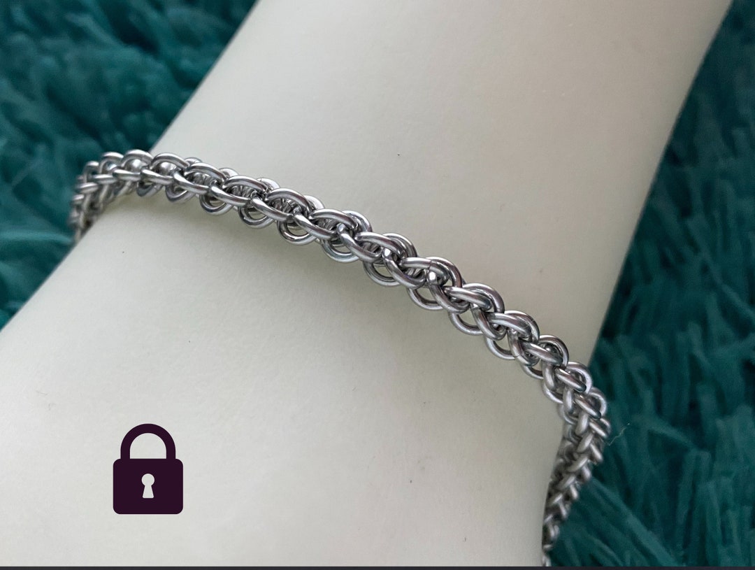 Silver Hex Locking Submissive Bracelet or Anklet | BDSM Locking ...
