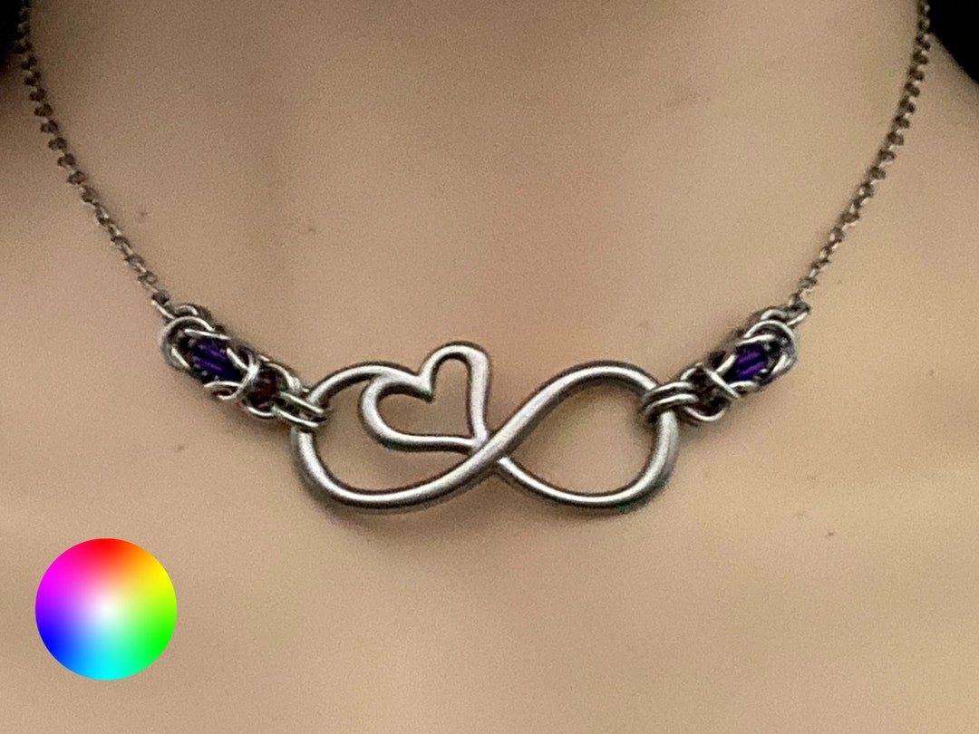 Heart Infinity Necklace, Discreet Submissive Day Collar Subtle BDSM ...