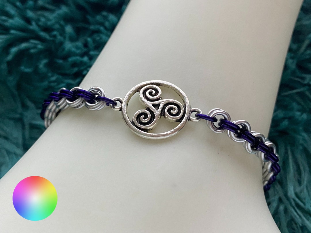 Celtic Triskelion Bracelet or Anklet by Embellishmaille • Subtle BDSM Jewelry • Unisex Kink ...