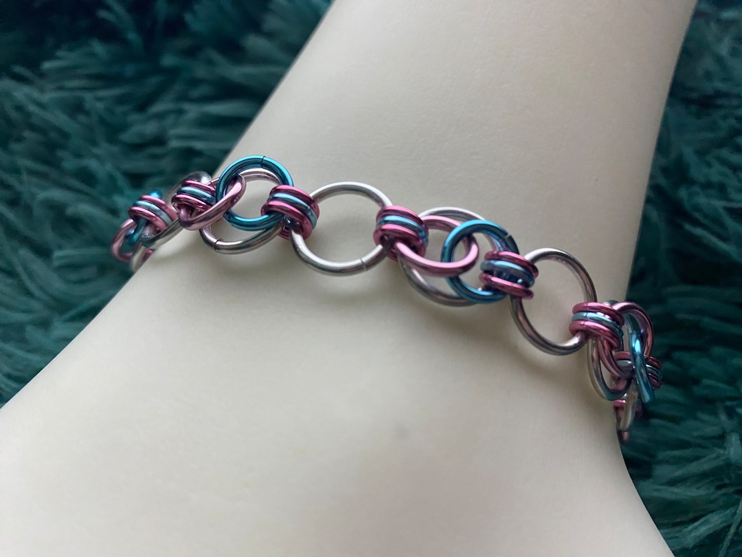 Transgender Pride Flag Chainmail Bracelet, Support Trans Ally | LGBT+ ...