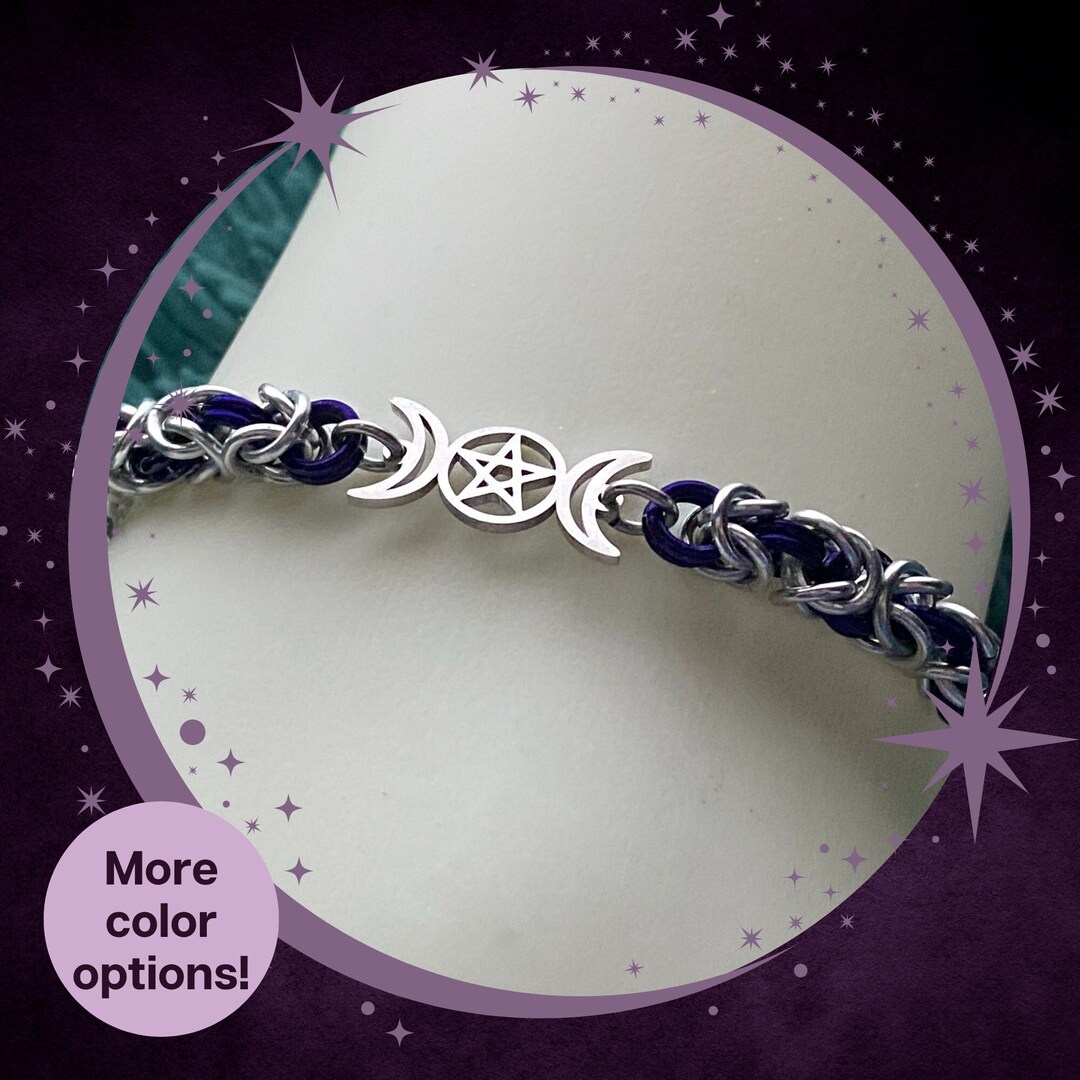 Witchy Bracelet With Triple Moon Goddess Pentagram Celtic and Witchy ...