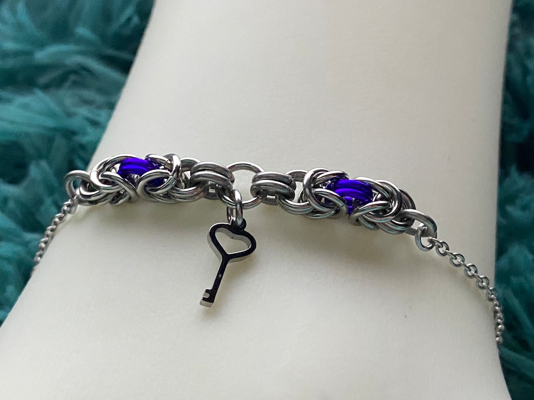 Stainless Steel Heart Key Charm Bracelet by Embellishmaille • Key Charm ...