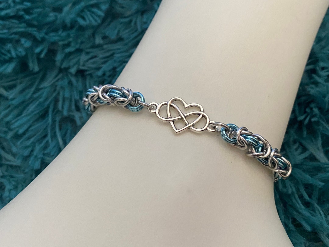 Heart Infinity Bracelet or Anklet by Embellishmaille Polyamory Jewelry ...