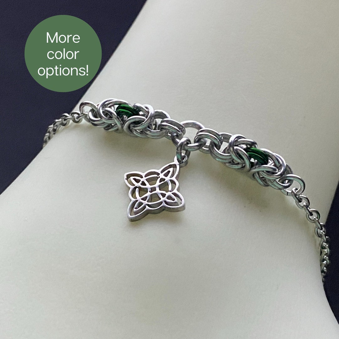 Wiccan Witch Knot Pendant Chainmail Bracelet, Occult Jewelry Celtic and ...