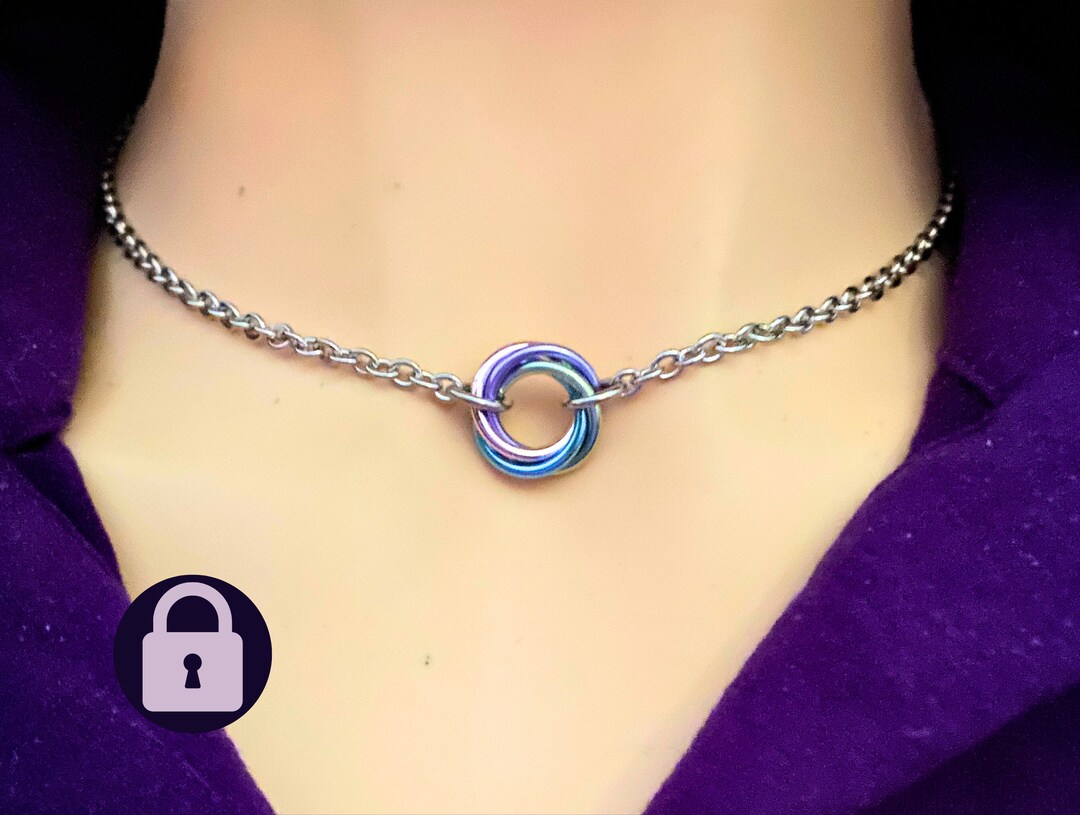 Discreet Submissive Necklace, Pastel Chainmail Mobius Necklace, Subtle ...