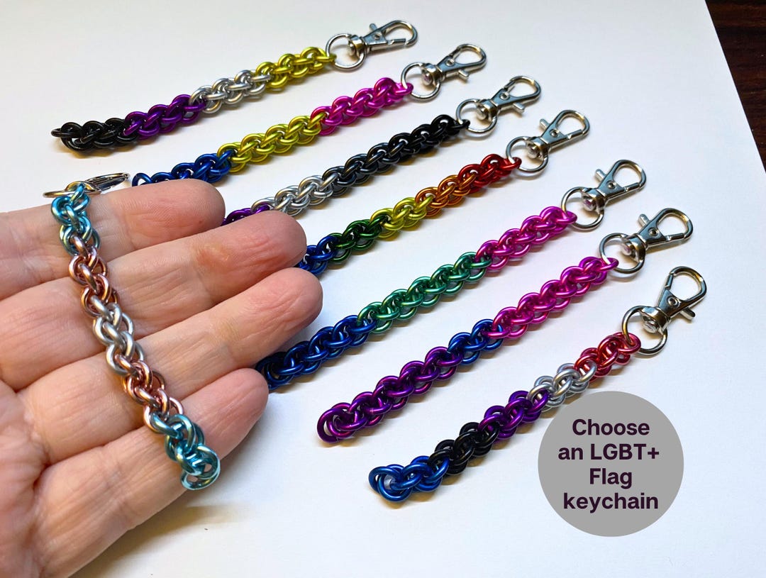 LGBT Pride Flag Chainmail Keychain With Clip for Men or Women ...