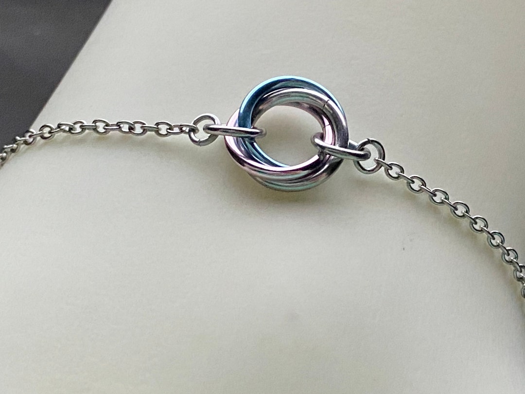 Trans Pride Bracelet, Transgender Chainmail Anklet, Trans Man Jewelry ...