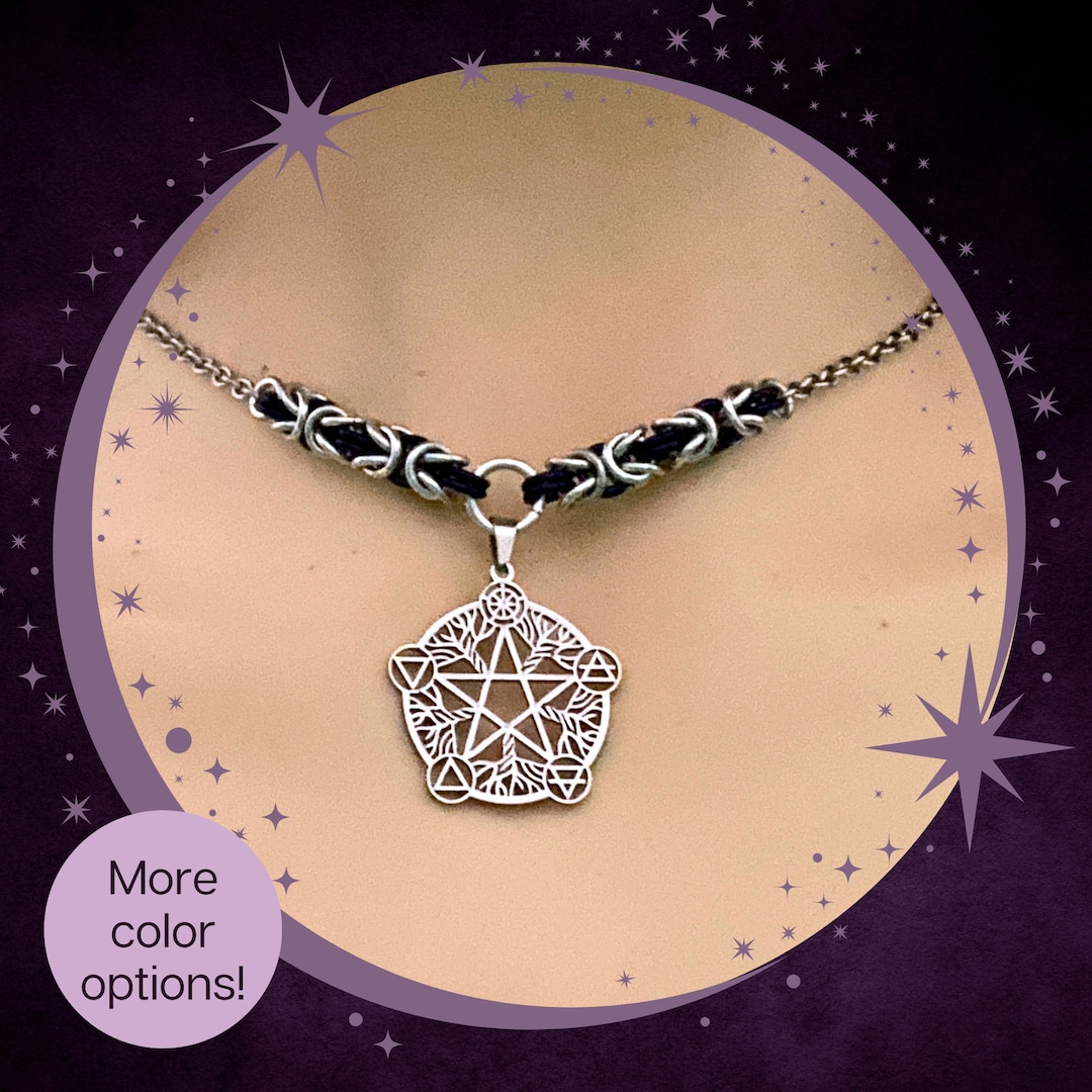 Wiccan Pentagram Pendant Chainmail Necklace | Mystical Witchy Chainmail ...