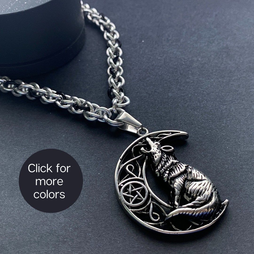 Celtic Crescent Moon Wolf Necklace, Fenrir Viking Lore | Celtic and Norse Jewelry | Howling ...