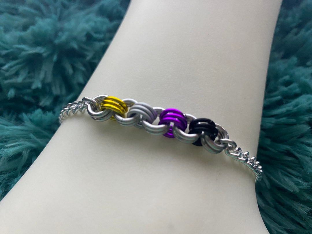NON-BINARY Flag Bracelet, Non-binary Jewelry, Unisex Anklet, Non-binary ...