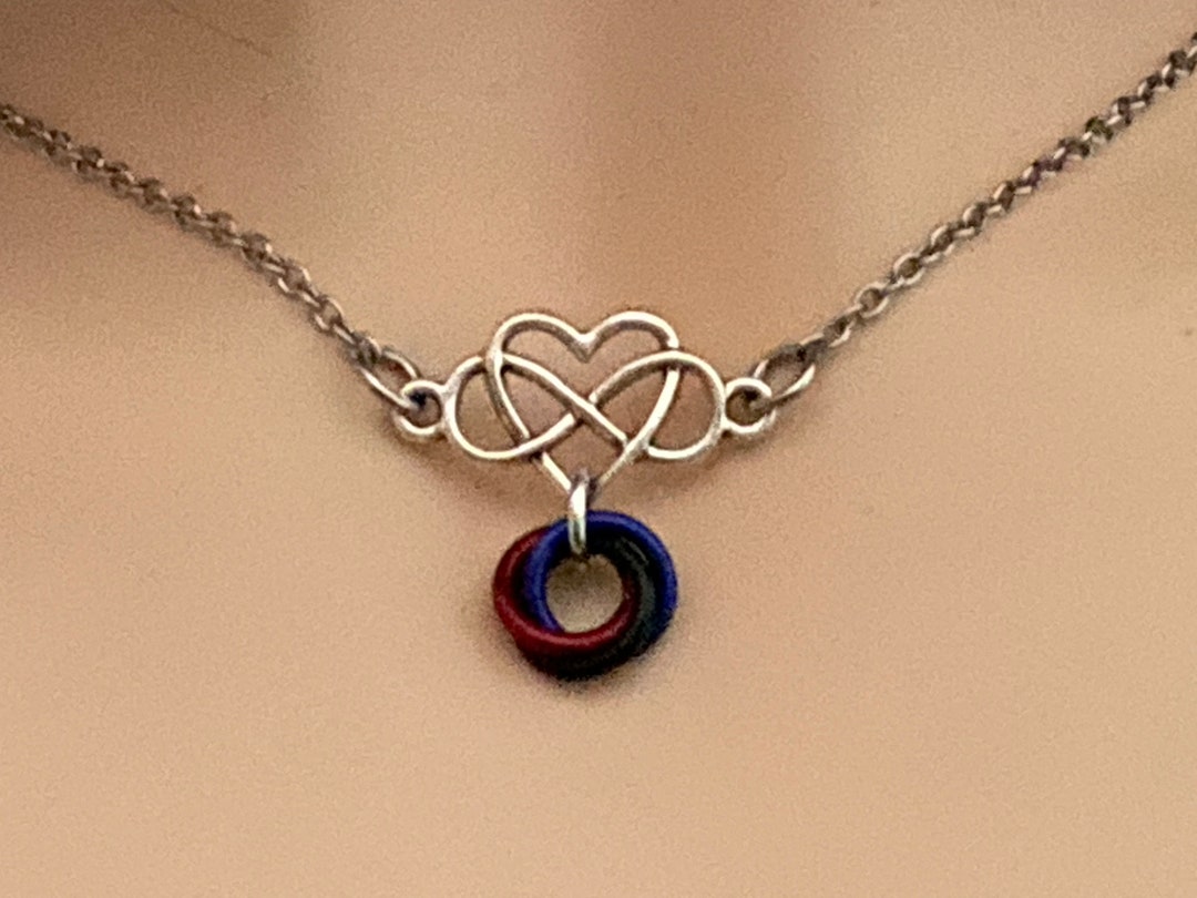 Heart Infinity Necklace With Poly Pride Flag Mobius by Embellishmaille ...