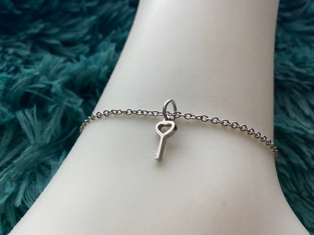 Stainless Steel Heart Key Charm Bracelet by Embellishmaille • Key Charm ...