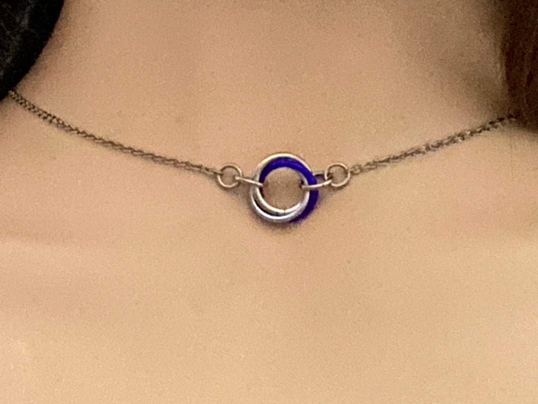 Silver and Purple Submissive Necklace, Discreet Sub Collar, Subtle ...