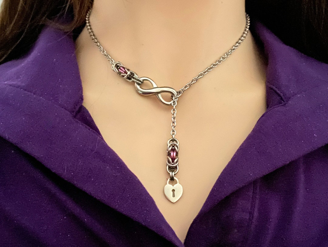 BDSM Submissive Day Collar With Infinity and Heart Padlock Subtle BDSM ...