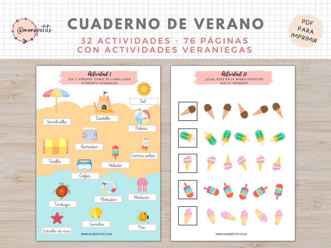 Cuaderno Actividades Verano, 65 Páginas, Aprendizaje Para Niños ...