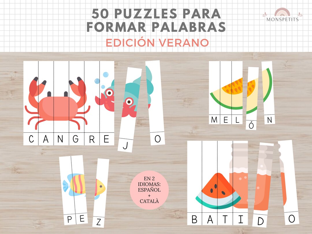 Puzzles De Letras, Verano, Vocabulario, Lectura, Juego Niños ...