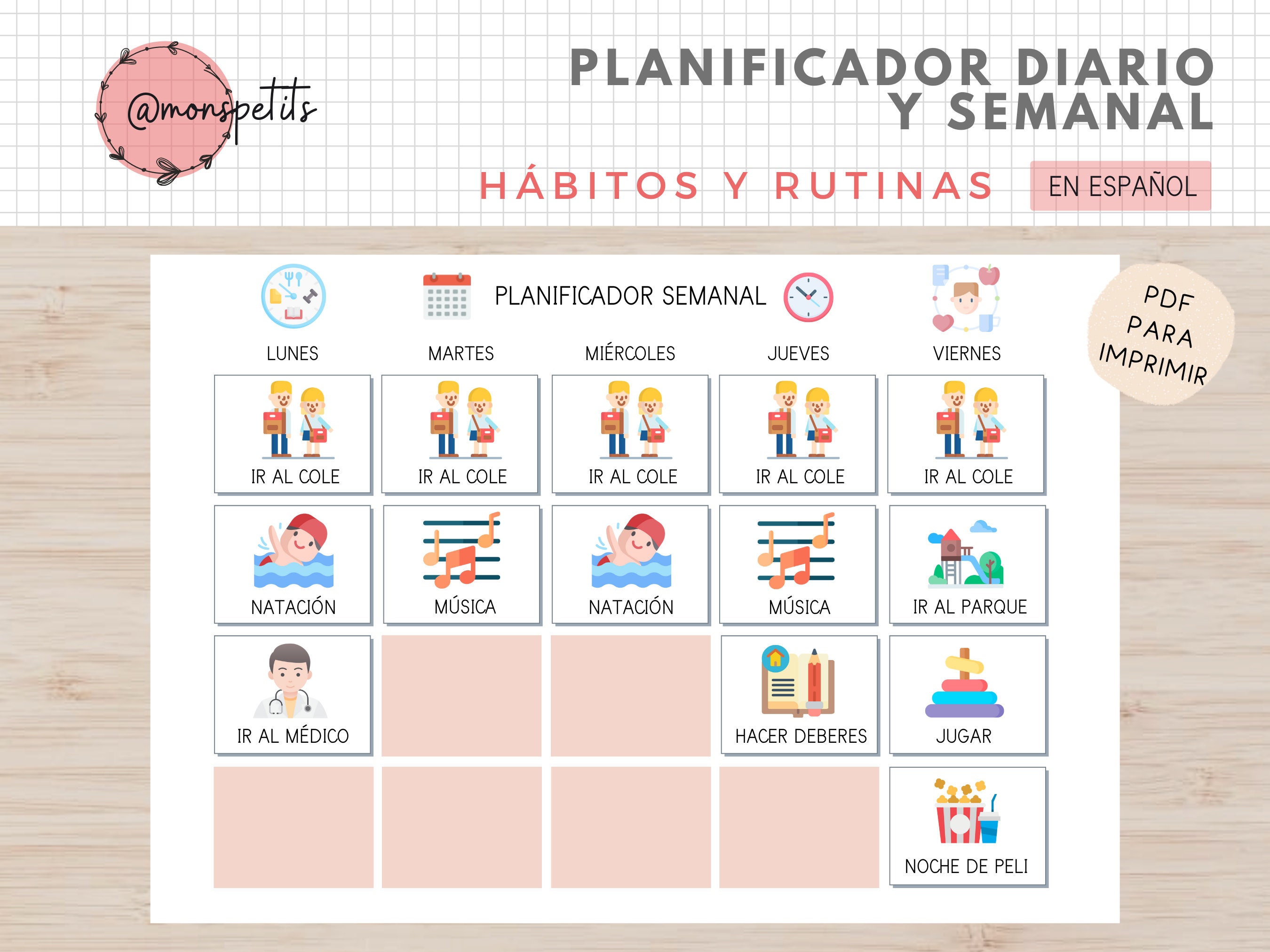 Planificador de Rutinas Diario y Semanal 100 tarjetas de acciones ...