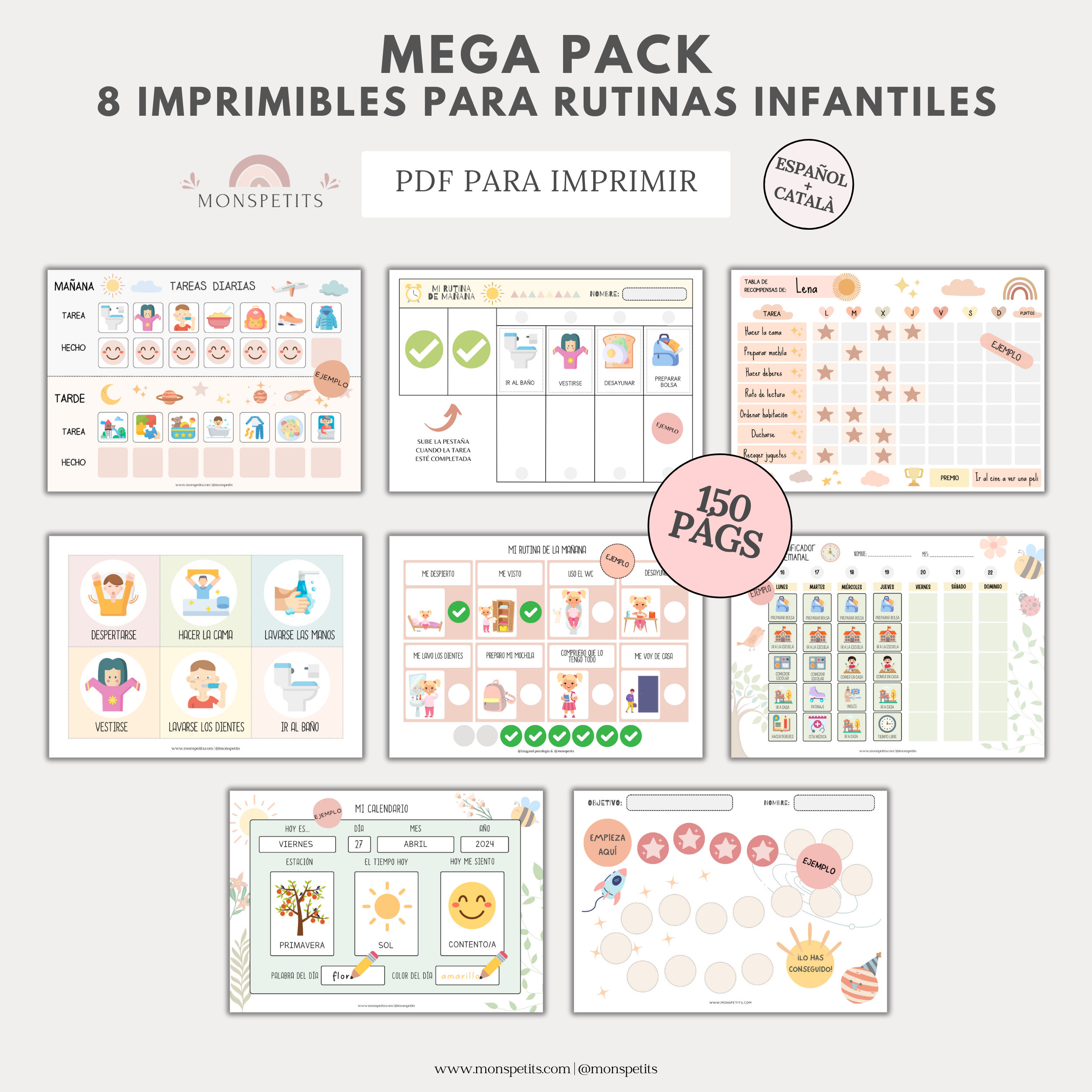 Mega Pack Plantillas Rutinas Niños, Imprimible PDF, Organización ...