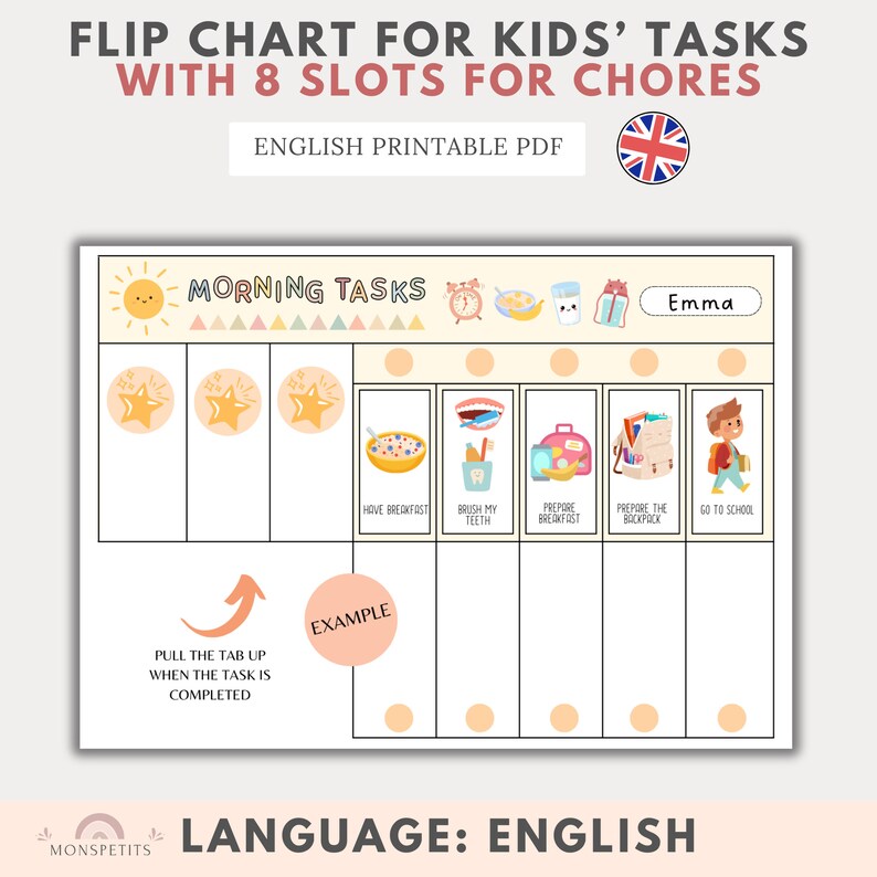Flip Chart for Kids, Task Template, Chore Chart, Printable Template ...
