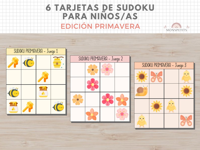 Sudokus Primavera, Juego Niños, Lógica Matemática, Imprimible, Español ...