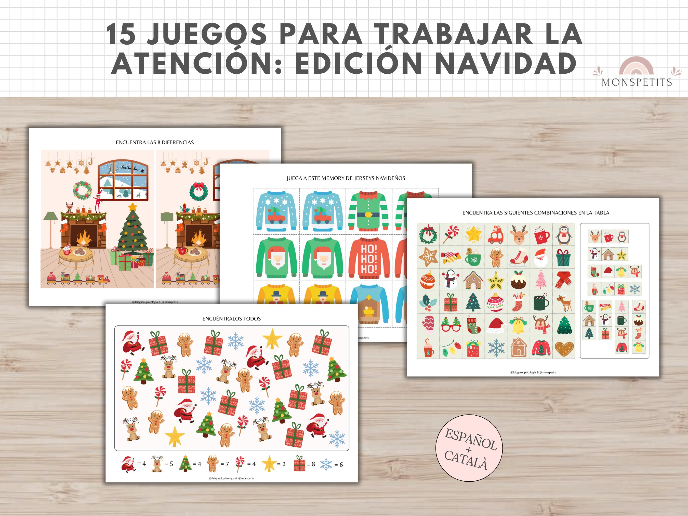 15 Juegos Para La Atención, Versión Navidad, Actividad Preescolar ...