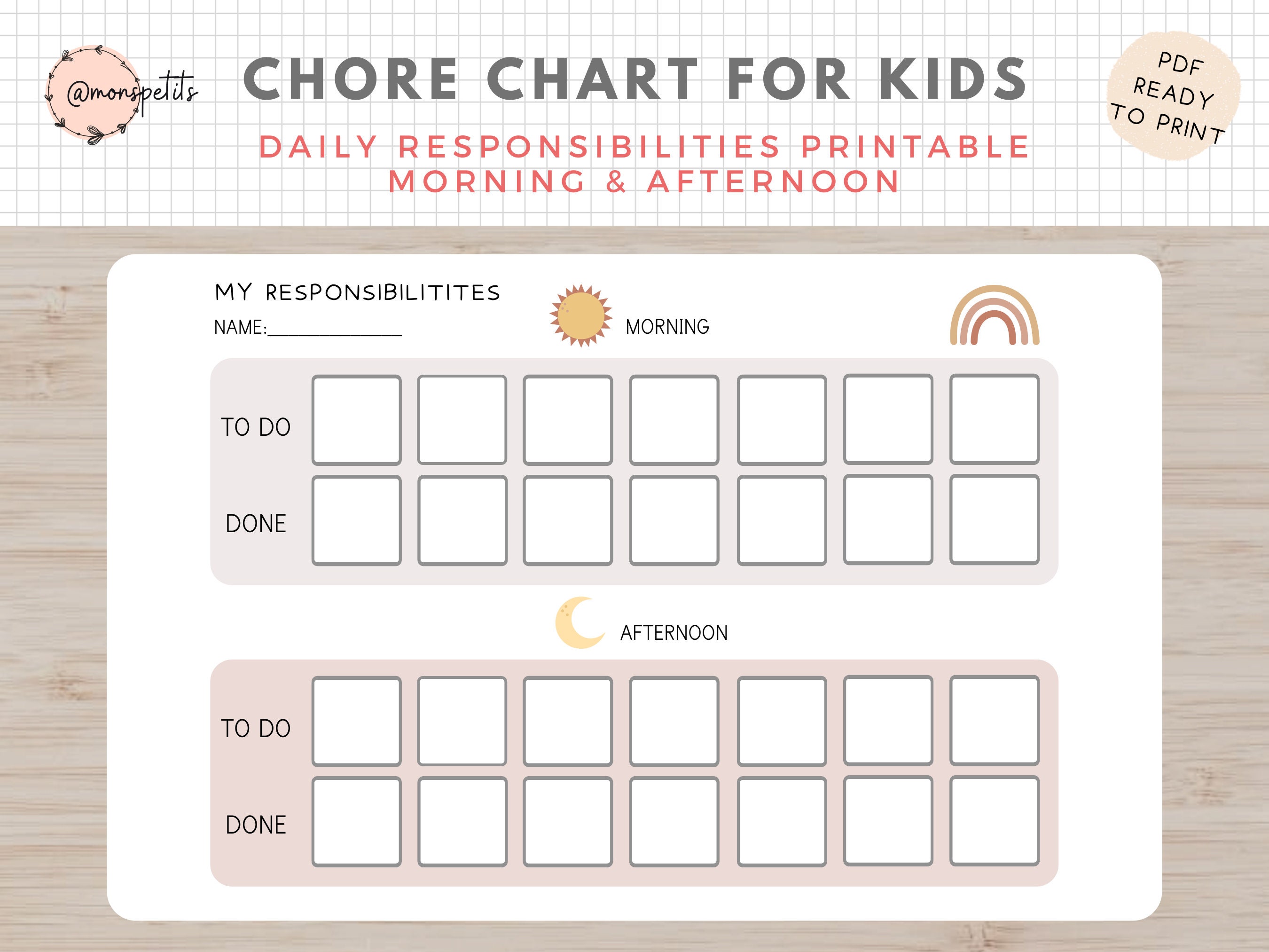Kids Responsibilities Chart Daily Routine Printable - Etsy