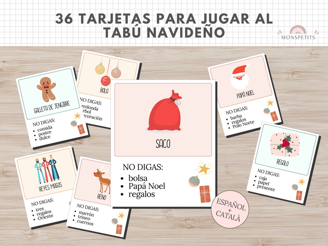 36 Tarjetas Juego Tabu Navidad, Imprimible, Fiestas, Familia, Expresión ...