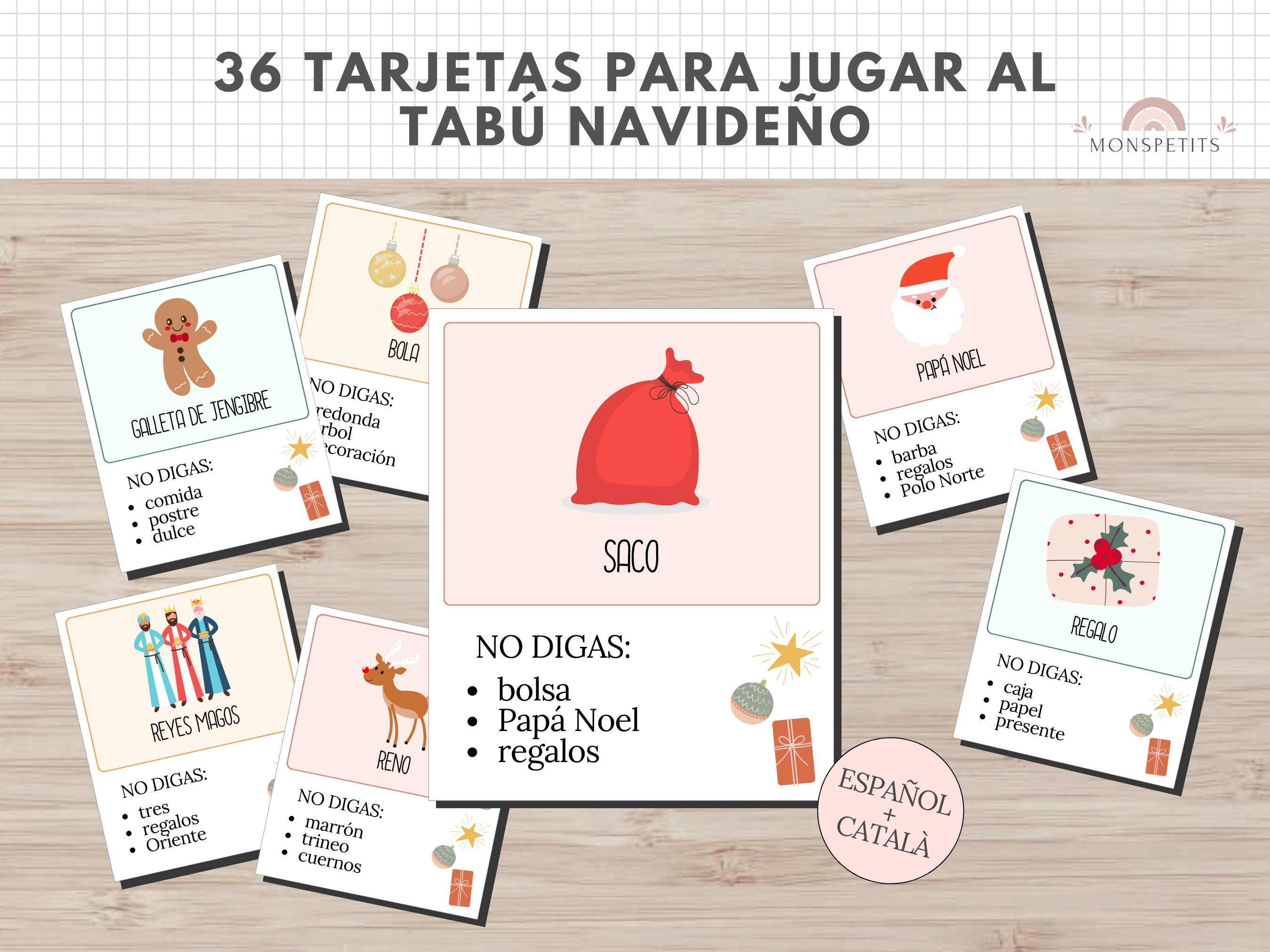 36 Tarjetas Juego Tabu Navidad, Imprimible, Fiestas, Familia, Expresión ...