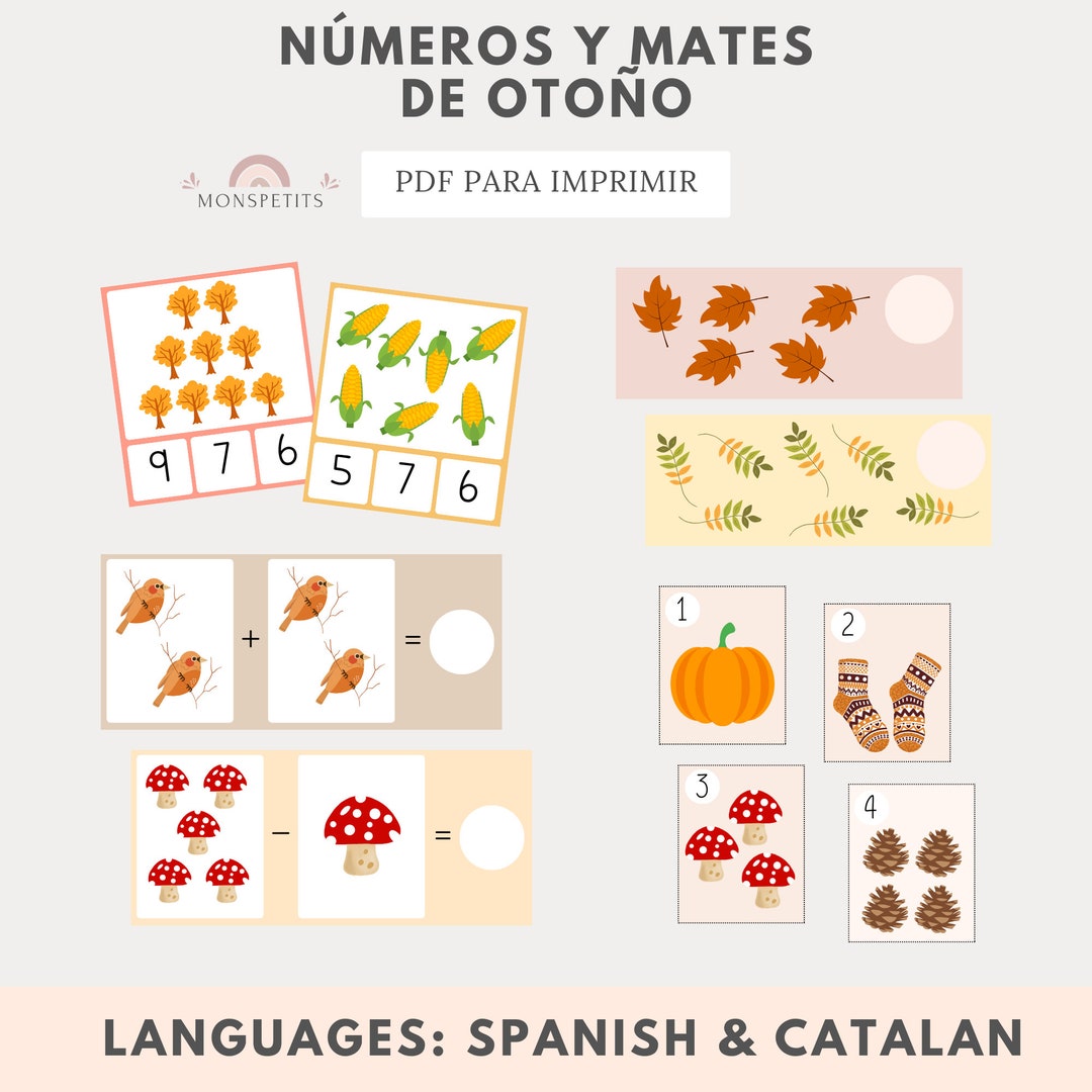 Materiales Números Mates Otoño, Tarjetas Aprendizaje, Recurso Educativo ...